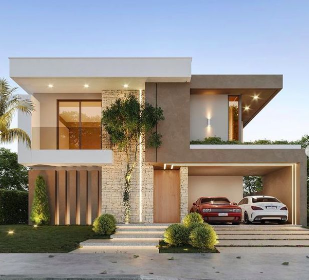 White to dark brown or black transitioning thru beige modern house ...
